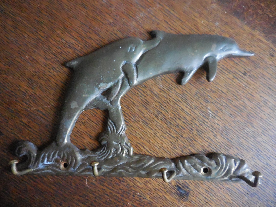 Vintage 1970s to 1980s Brass 4 Hook Dolphins Keys/leash/jewelry/belts ...