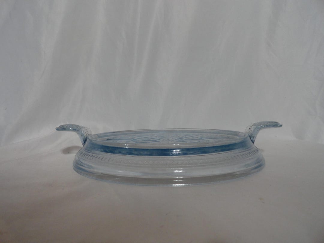 Vintage Fire-king Blue Glass Philbe Trivet Round Hotplate Display Piece ...