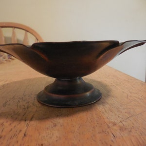 Vintage Copper Pedestal Dish Flower Look Coppercraft Guild Round Small Bowl Metal Compote ...