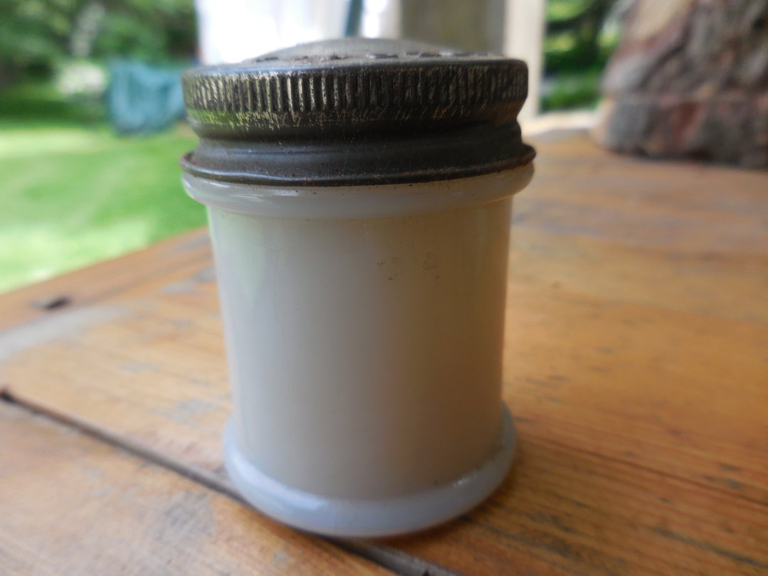 Vintage Small Milk Glass Jar Musterole White Glass Aluminum Lid 1940s ...