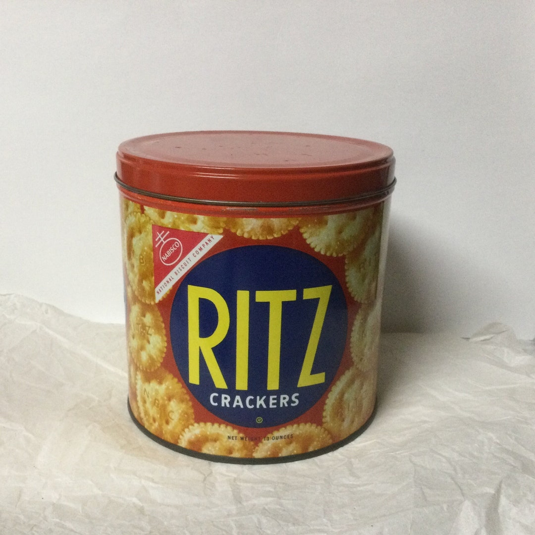 Vintage Ritz Crackers Round Tin Red/blue/gold Kitchen Decor Nabisco ...