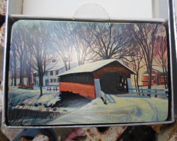 Vintage Gainsborough Playing Cards Covered Bridge One Set Rummy Game ...