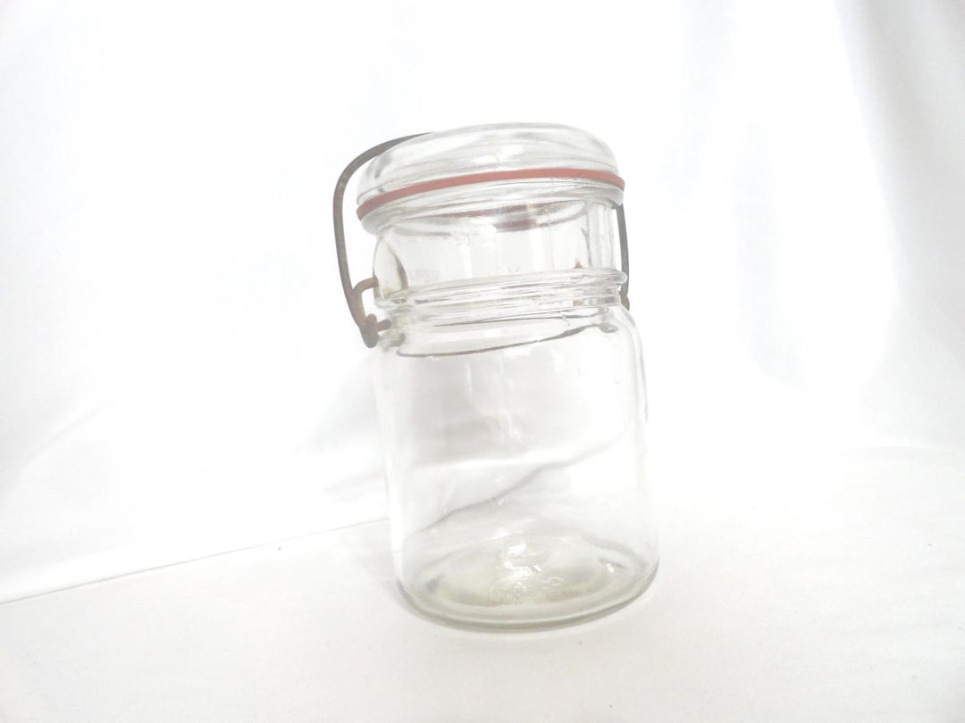 Vintage Clear Glass Canning Jar With Wire Bail, Kitchen Storage - Etsy
