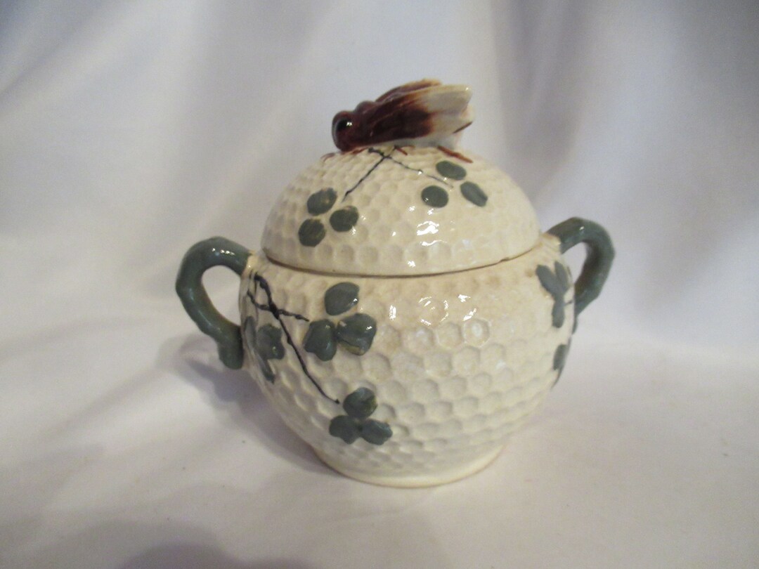 Vintage Bone Colored Honeycomb Pattern Sugar Dish Japan Made Covered ...