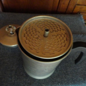 Vintage Small Aluminum Percolator 5 Cup Coffee Pot 1950s 1960s Black ...