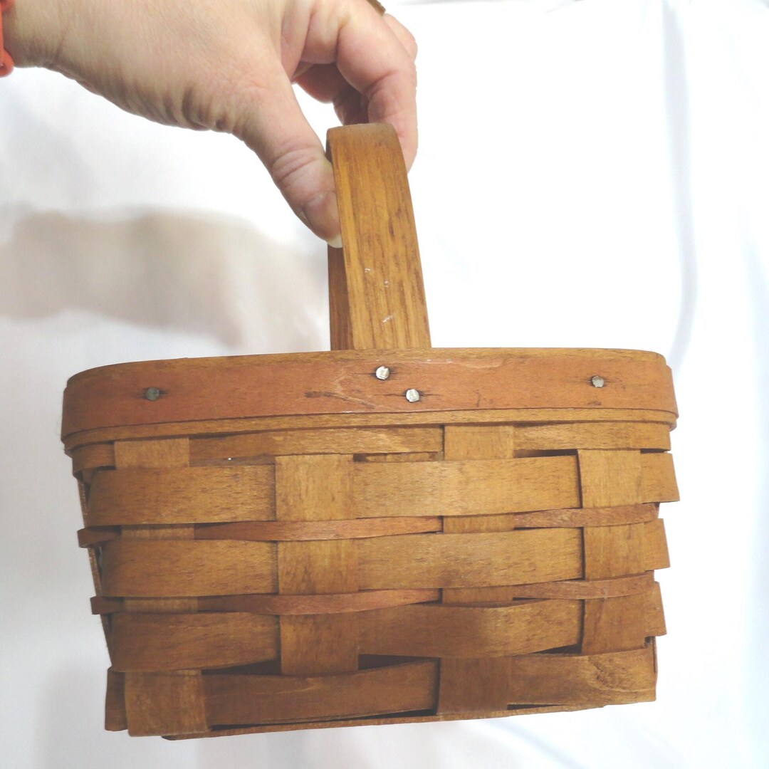 Vintage Longaberger Mini Basket, Tiny Picnic Basket With Handle, Faded ...