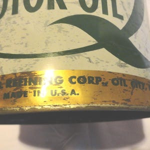 Vintage Quaker State Super Blend Metal Motor Oil Can White Green & Gold ...