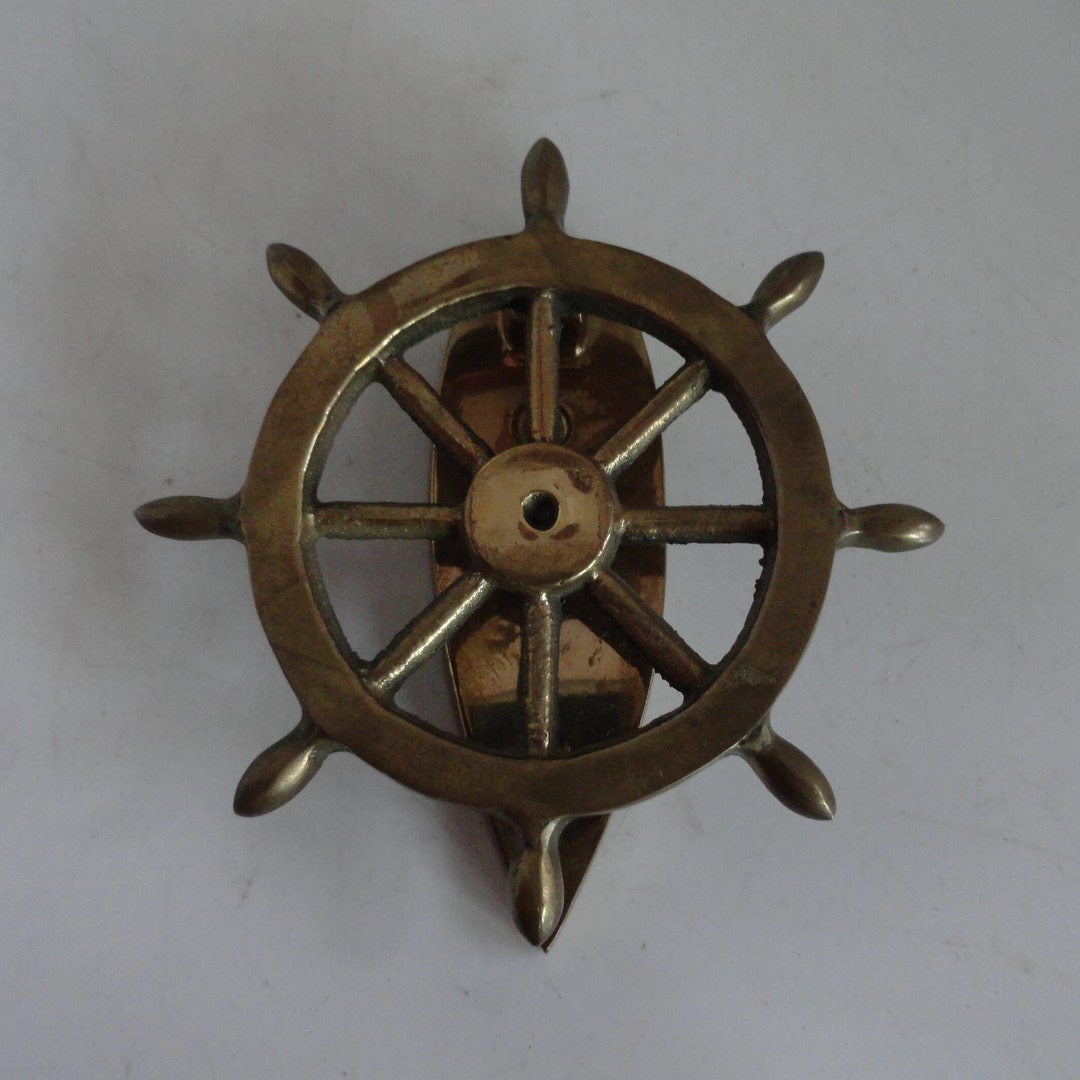 Vintage Brass Ship Tiller Wheel Door Knocker Nautical Retro Helm Shape ...