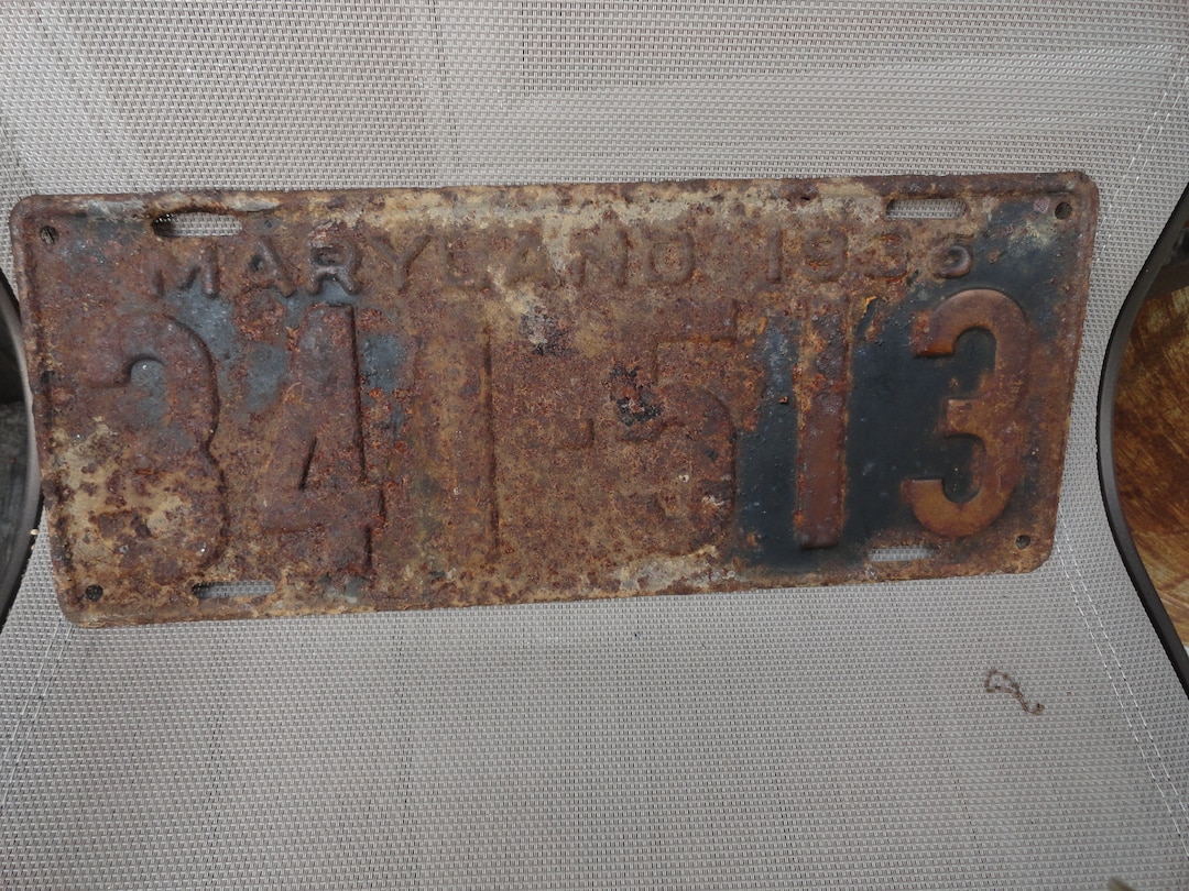 Vintage Automobile License Plate Heavy Metal Maryland 341-513 1936 ...