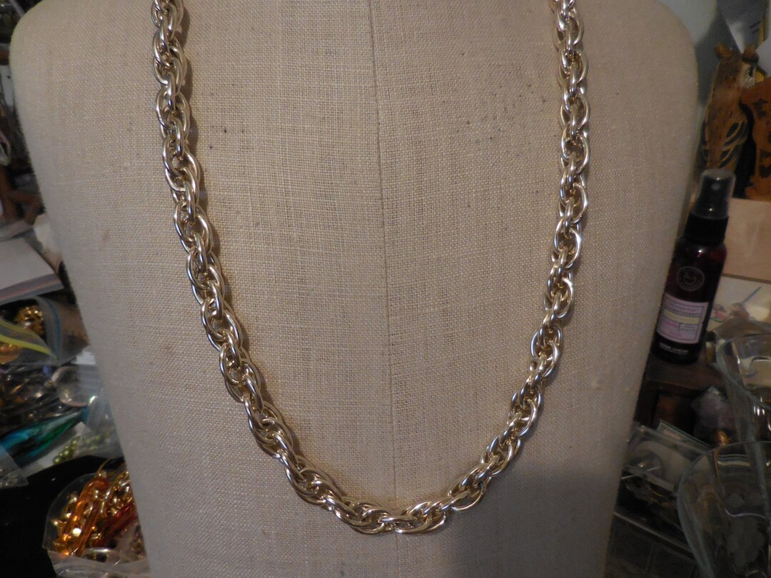 Vintage German Twisted Rope Chain Necklace Eloxal Gold Tone Germany ...