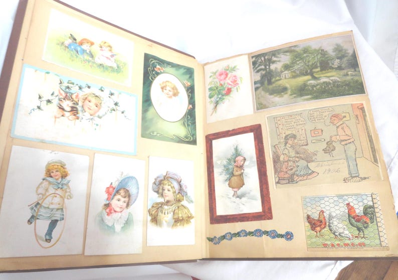 Antique Scrapbook With Gold Lettering, Scrap Book, 1800s-1900s, Full ...