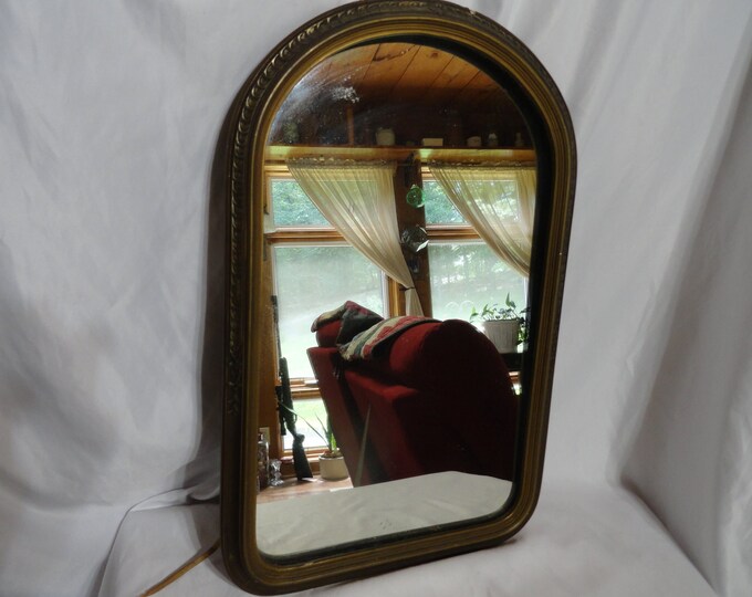 Vintage Plaster & Wooden Wall Mirror Round Top Wall Hanging 1900s to ...