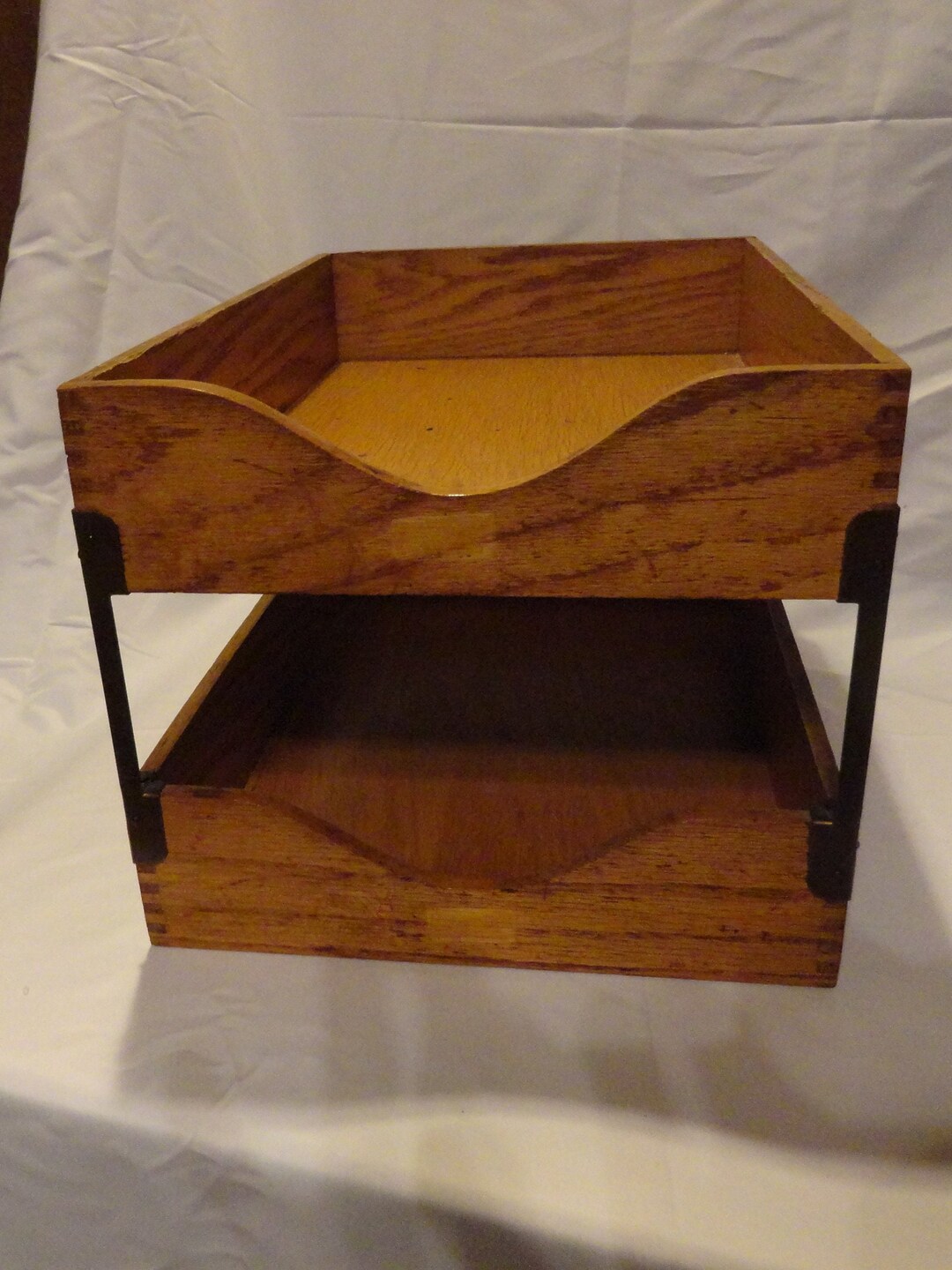 Vintage Double Oak Wood Letter Tray Legal Document Size Desk Accessory Retro Finger Jointed Corners Wooden Office Felted Bottom 1940s 1950s Etsy