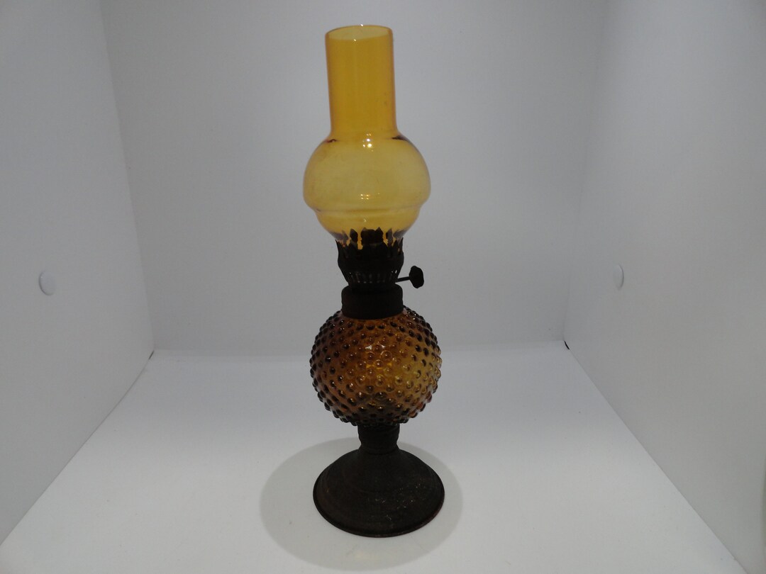 Vintage Mini Yellow Hurricane Oil Lamp Grungy Metal Kerosene or Oil ...