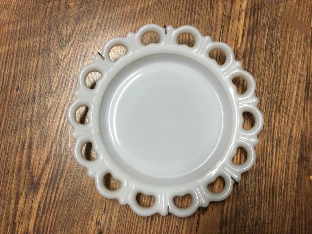 Vintage Milk Glass Pierced Lacey Plate White Wall Hanging Decorative ...