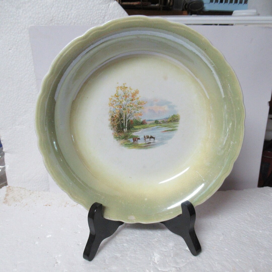 Antique Cow Scene Bowl Lusterware Keystone Canonsburg Pottery Co. Soup ...