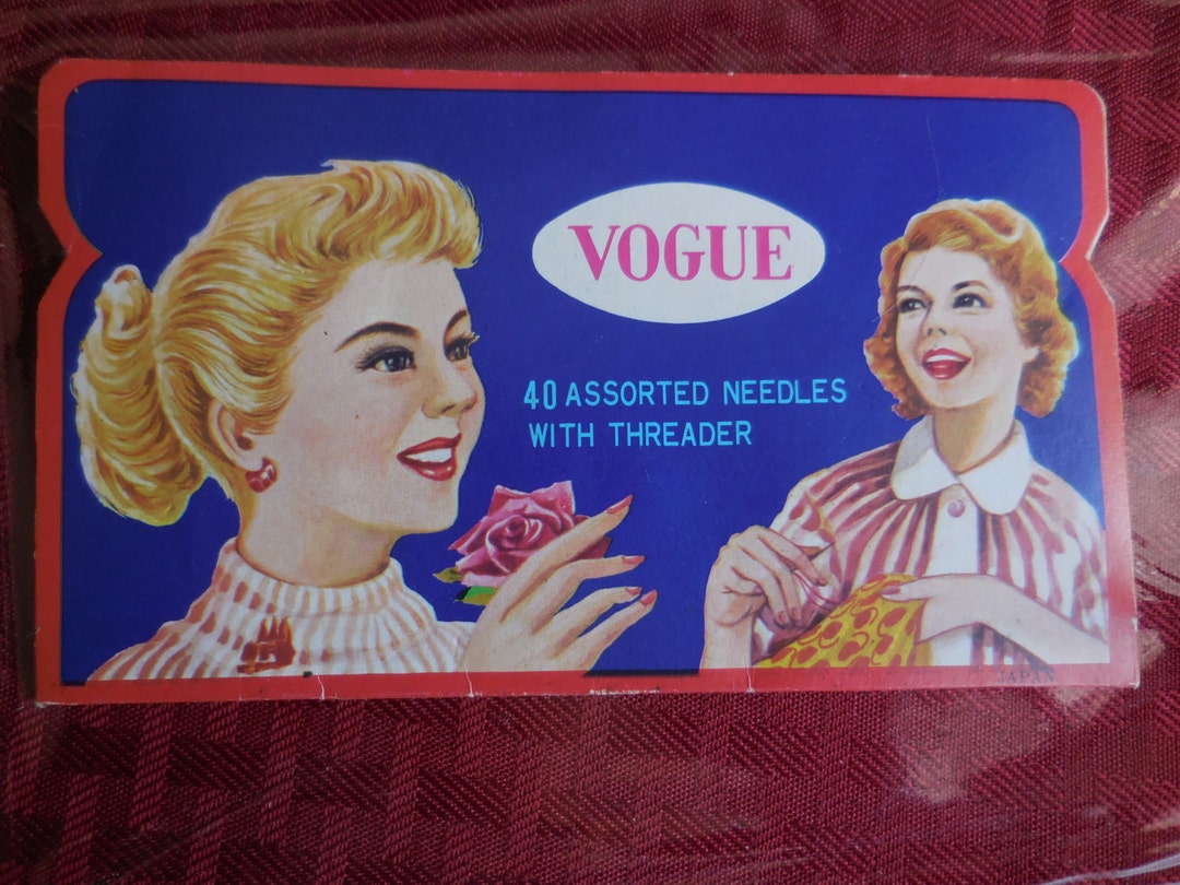 Vintage Vogue Assorted Needles & Threader Graphics Red White Blue Two ...