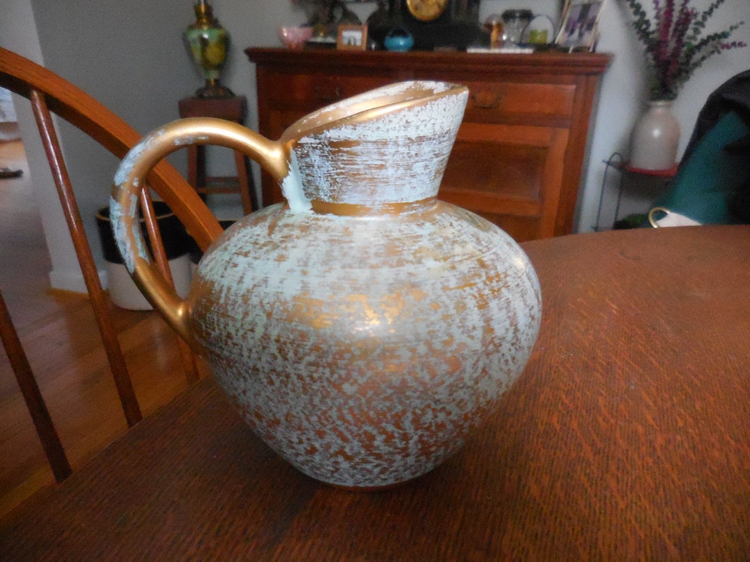 Vintage Stangl Stangl Pottery Antique Gold & Blue Pitcher 4060 Small ...