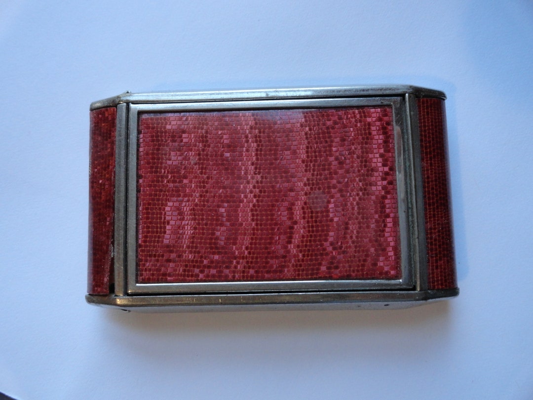 Vintage Zell Face Powder Compact Faux Guilloche Streamline Brownish ...