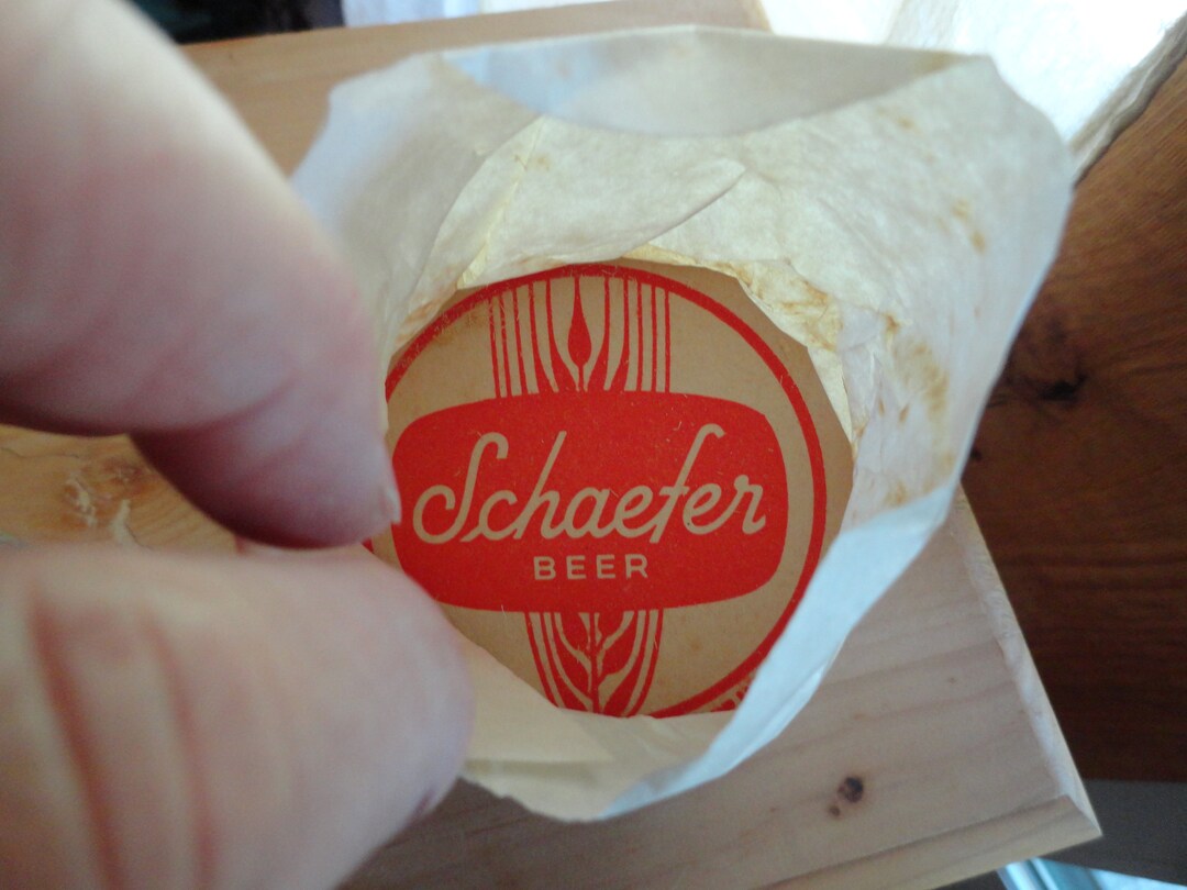 Vintage Schaefer Beer NOS Coasters Paper Prop Barware 1950s 1960s White ...
