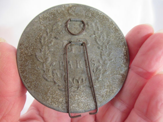 Antique Compact French Mirror Embossed E P Paris Fold… - Gem