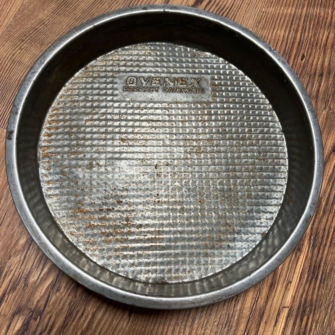 Vintage Ovenex Cake Pan Waffle Pattern Round Baking Metal USA Made ...
