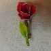 Vintage Women's Red Enamel Rose Bud Pin Tiny Brooch Light Green Flower ...