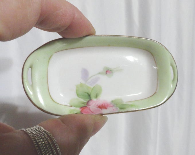 Antique Nippon Butter Pat Dish Hand Painted Trinket Tray Tiny Porcelain ...