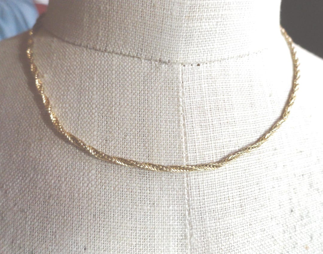 Vintage Twisted Gold Chain Necklace, Short, Rope Style, 1970s, NOS ...