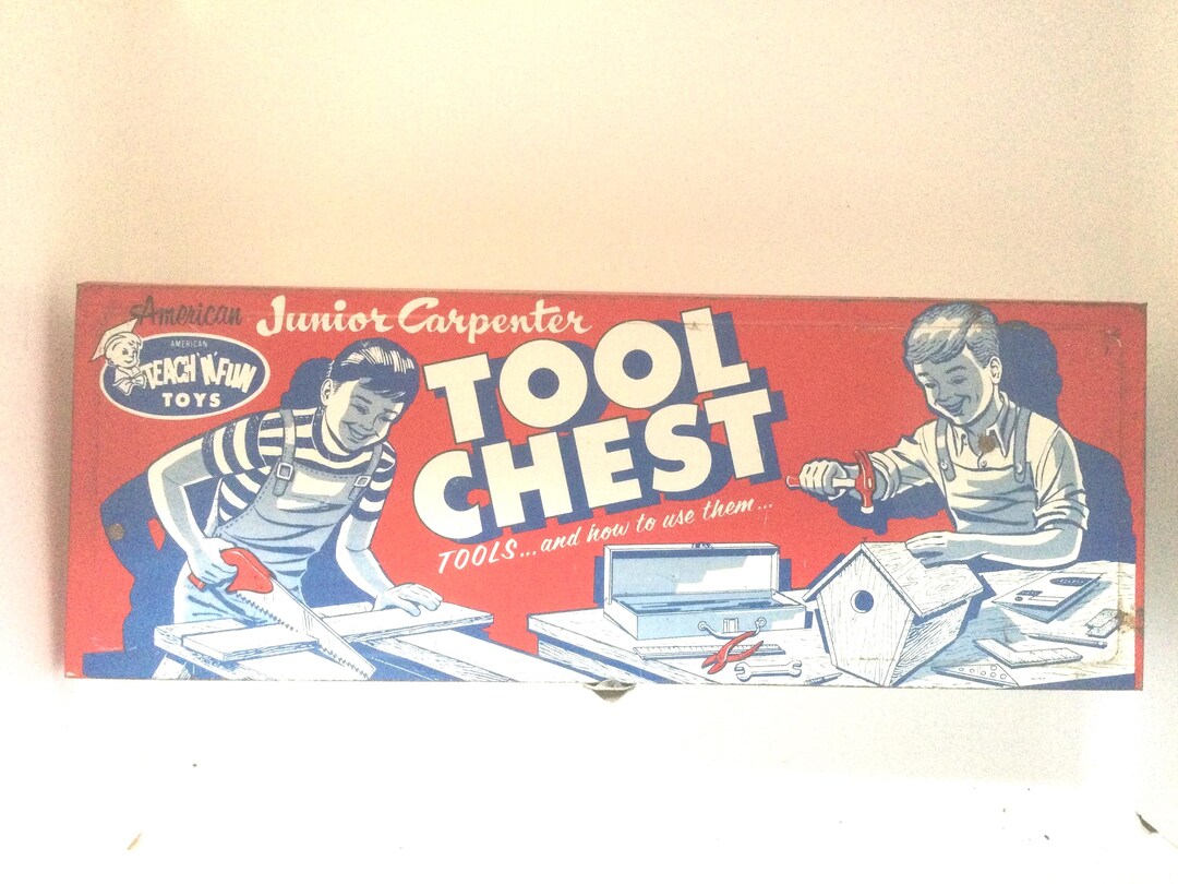 Vintage Child's Toy Tool Chest American Junior Carpenter Display 1950s ...