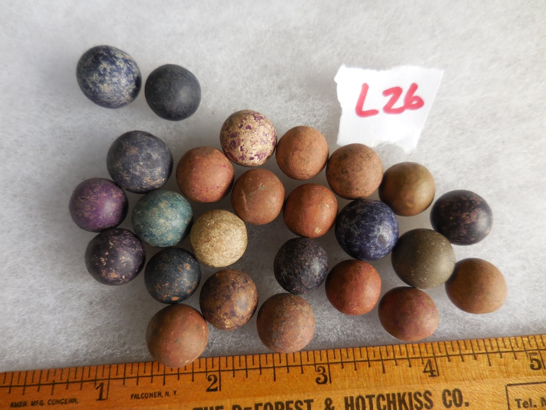 Antique Clay Marbles 25 Count Different 1800s Colors and Sizes Lot ...