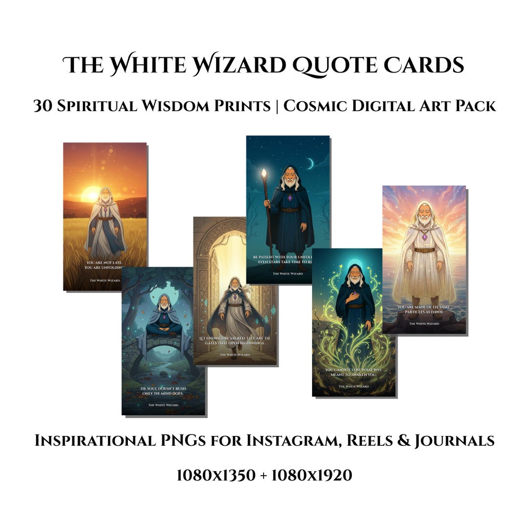 White Wizard Quote Cards – Spiritual Wisdom Prints (digital PNG) - Etsy