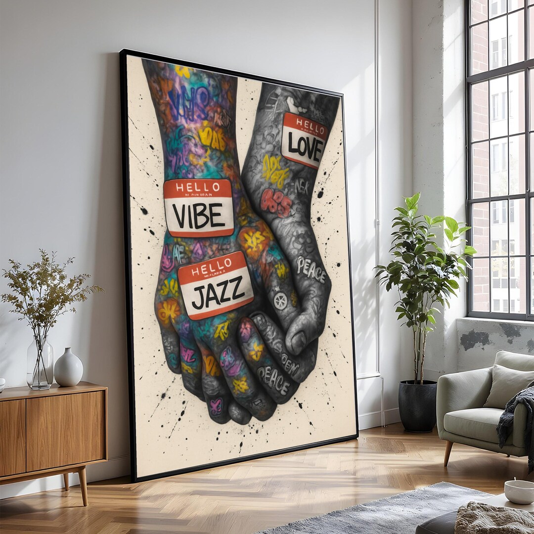Graffiti Hands Canvas Art, Colorful Tattoo Design, Street Art Decor - Etsy