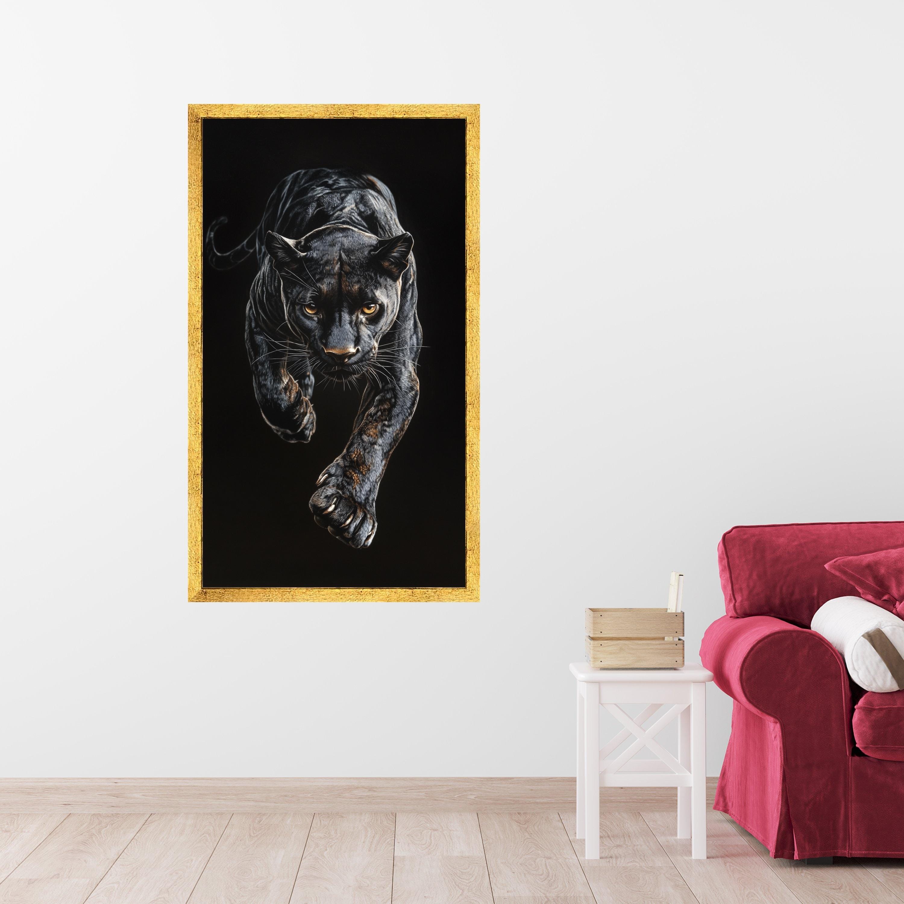 Black Panther Canvas Wall Art, Wildlife Painting, Modern Decor - Etsy