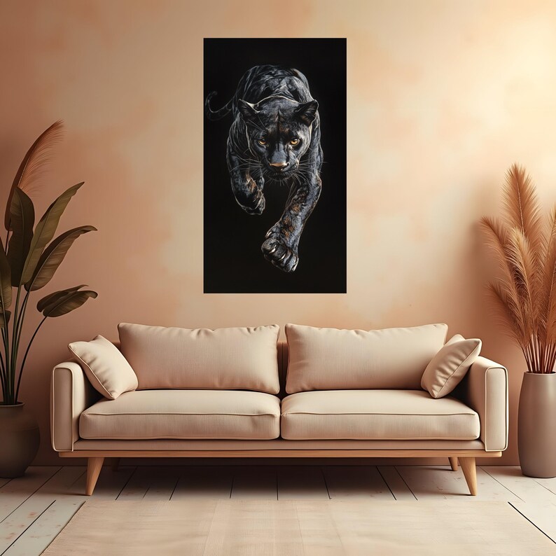 Black Panther Canvas Wall Art, Wildlife Painting, Modern Decor - Etsy
