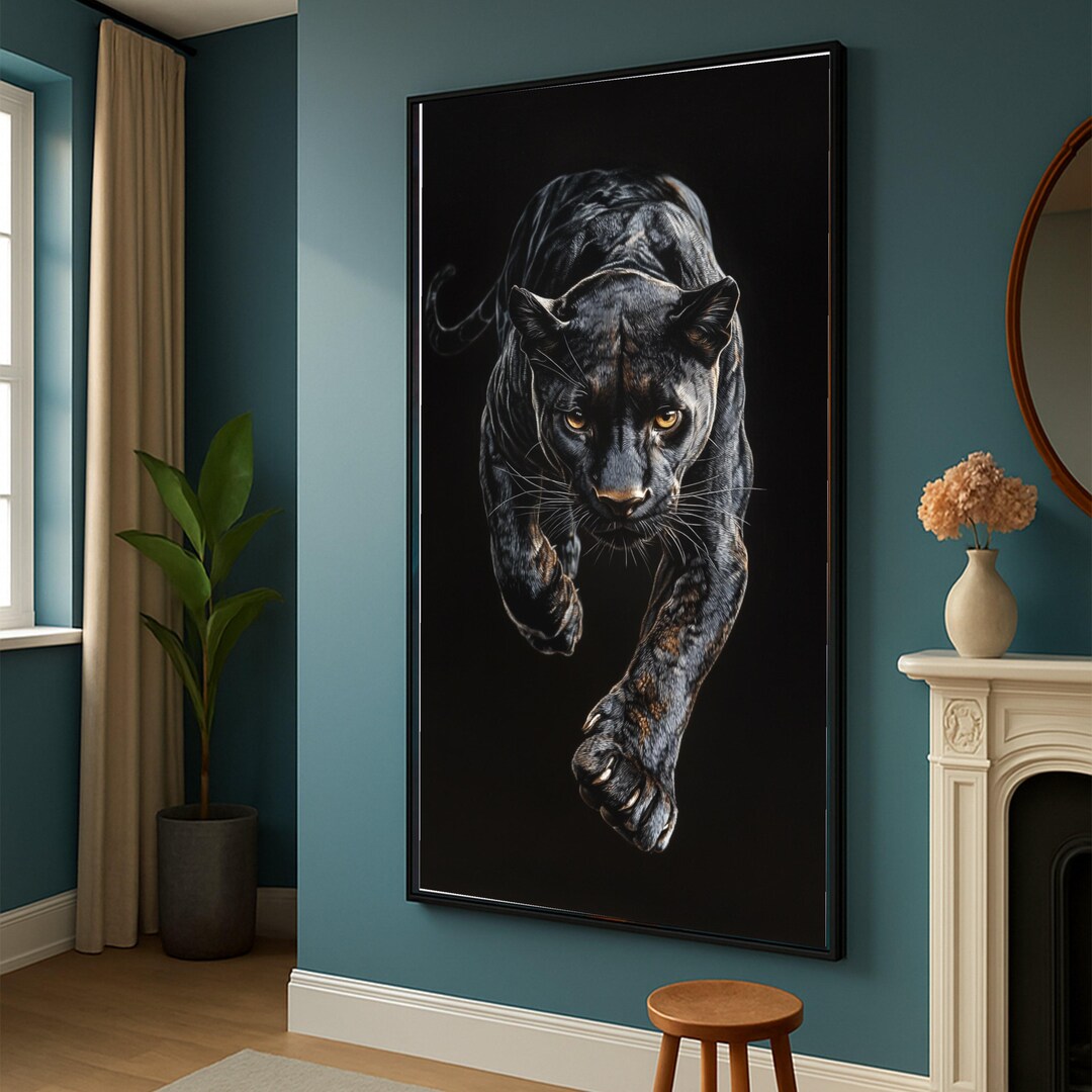Black Panther Canvas Wall Art, Wildlife Painting, Modern Decor - Etsy