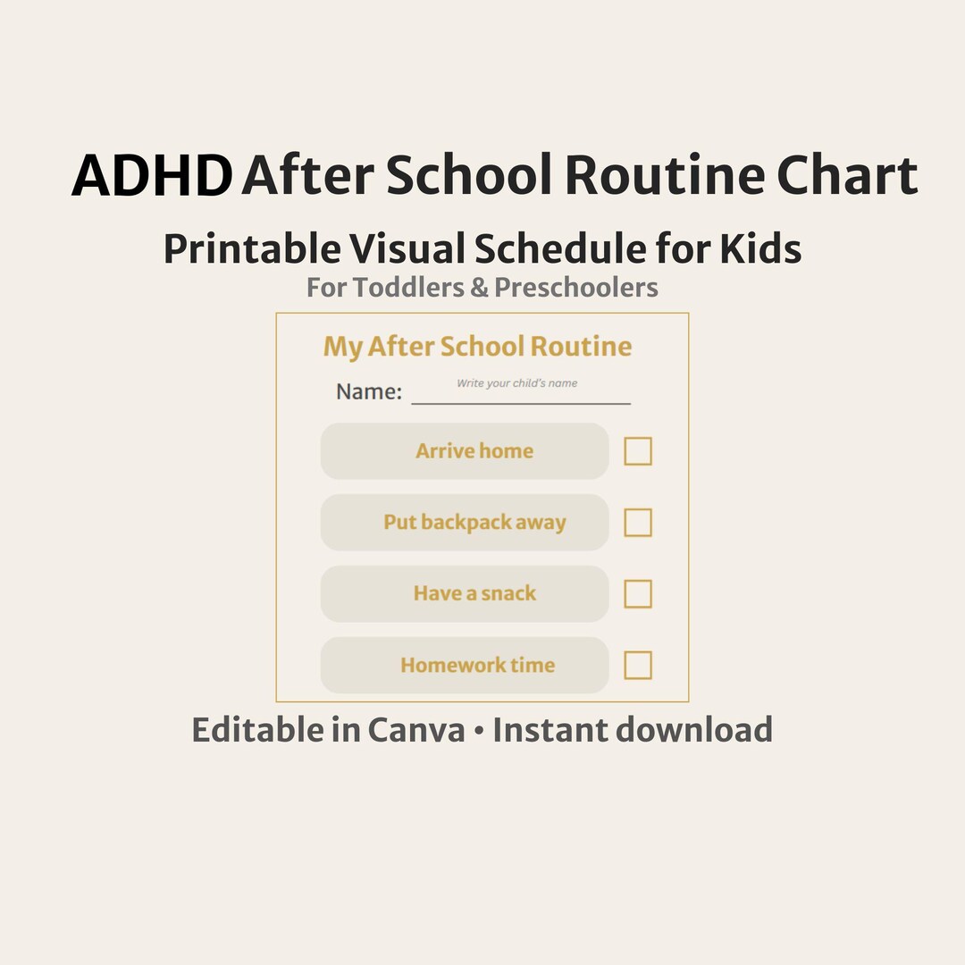 ADHD Visual Schedule Chart | Printable Kids Routine Checklist (digital ...