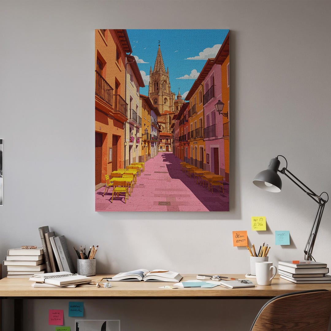 Colorful Wall Art, Spanish Street Canvas, European Architecture Wall ...