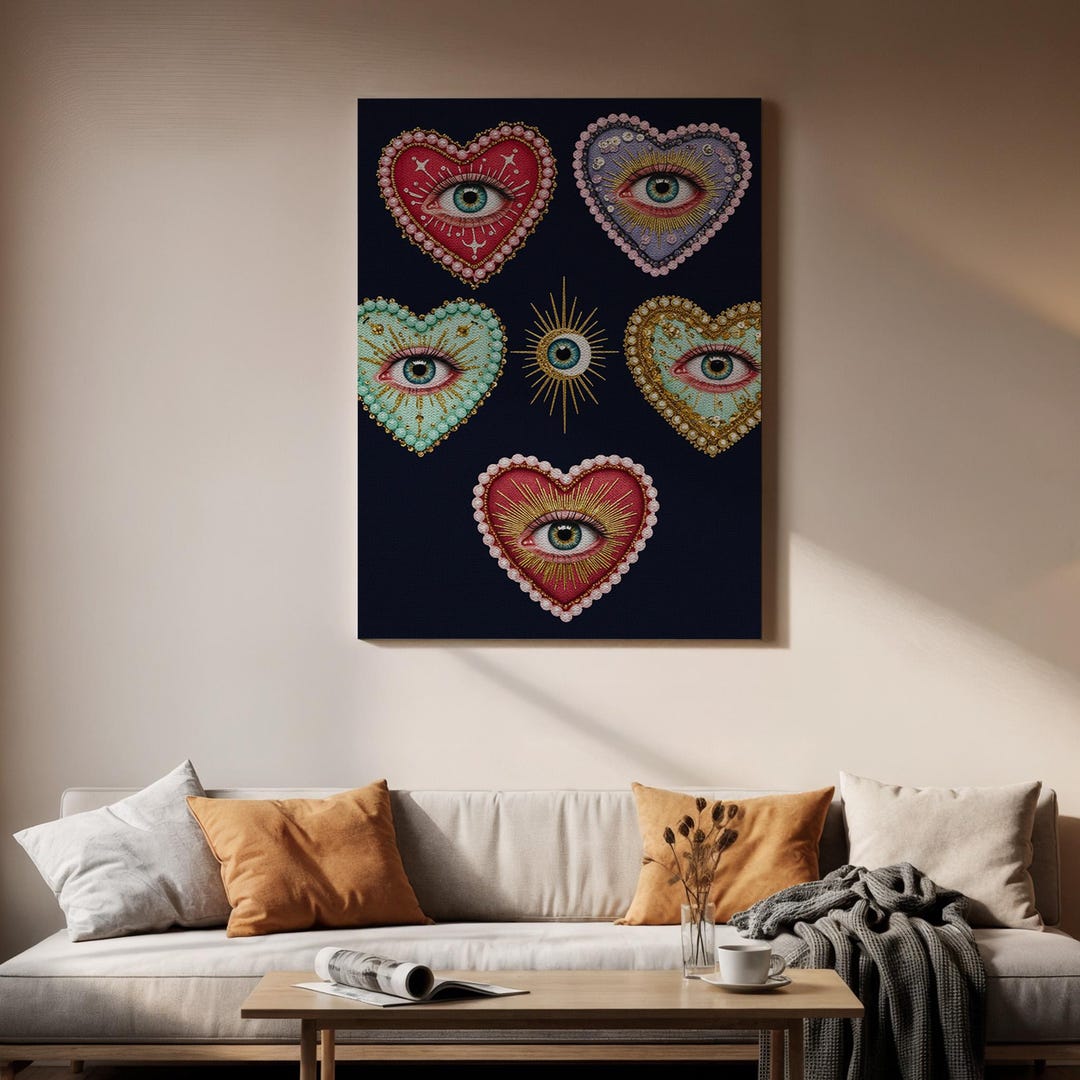 Mystic Wall Art, Heart Eye Canvas, Spiritual Art, All-seeing Eye Wall ...