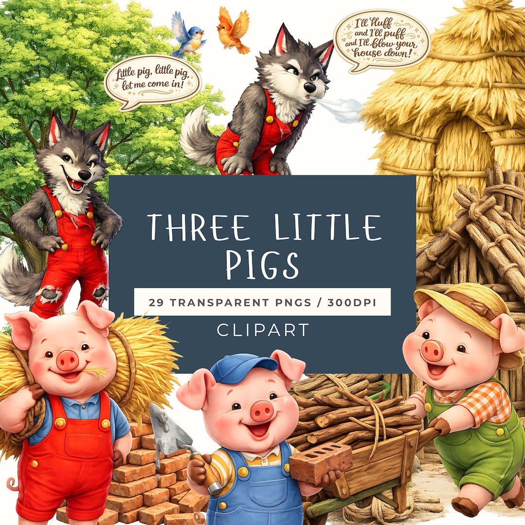 The Three Little Pigs Clipart, Classic Storybook Collection, Enchanted ...