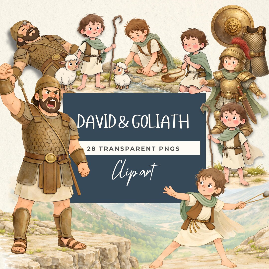 David & Goliath Clipart Set, Bible Story Graphics (digital Download) - Etsy