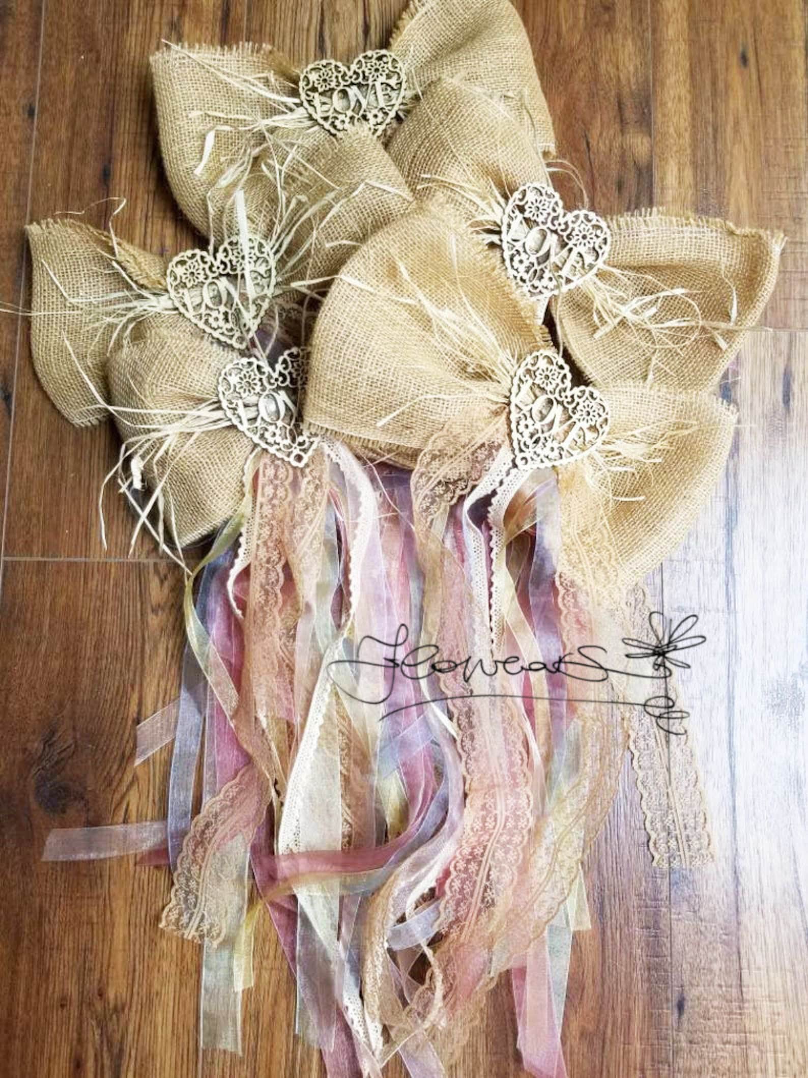 Burlap Bows, Wedding Bows, Rustic Aisle Pew Decorations, Rustic Wedding ...