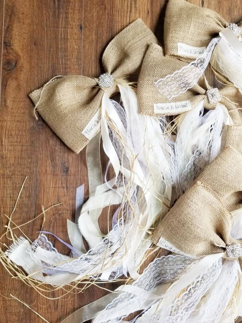 Burlap Bows With Lace, Rustic Wedding Decorations, Aisle Chairs Large ...