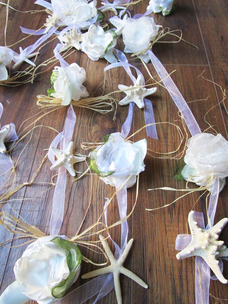 Shell Garland Beach Wedding Decor White Flower Garland - Etsy