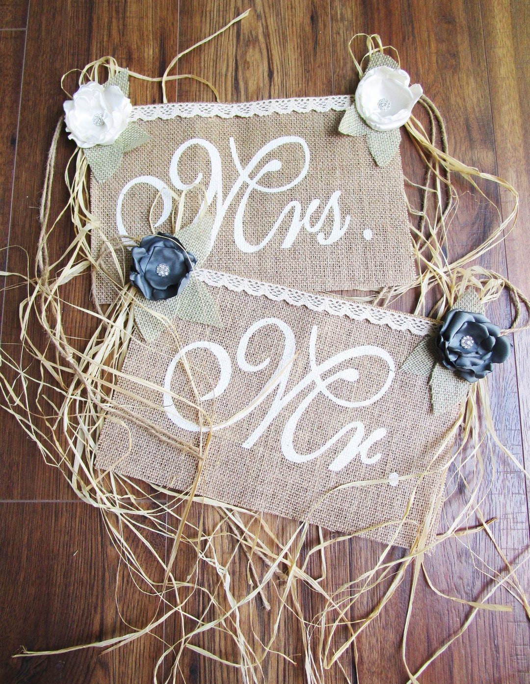 Chair Back Signs I Mr and Mrs Chair Signs Rustic Wedding Decor Bride ...