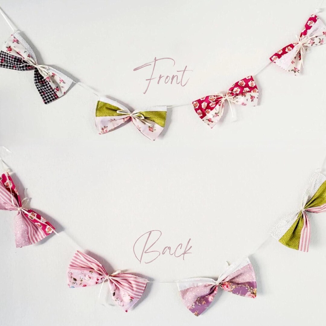 Bow Garland, Vintage Bow Decorations, Shabby Chic Floral Decor, Bow ...