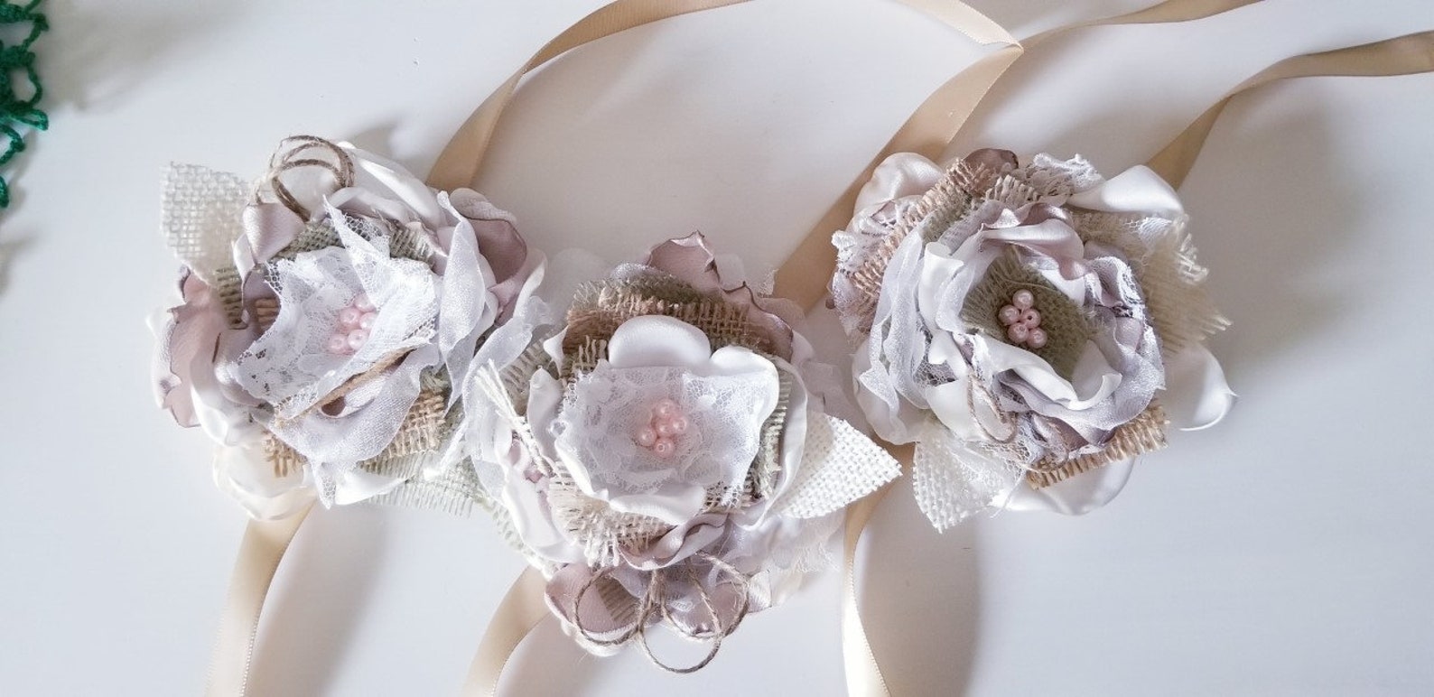 Rustic Corsages Burlap Bridesmaids Corsages in Champagne and | Etsy