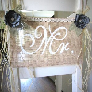 Chair Back Signs I Mr and Mrs Chair Signs | Rustic Wedding Decor ...