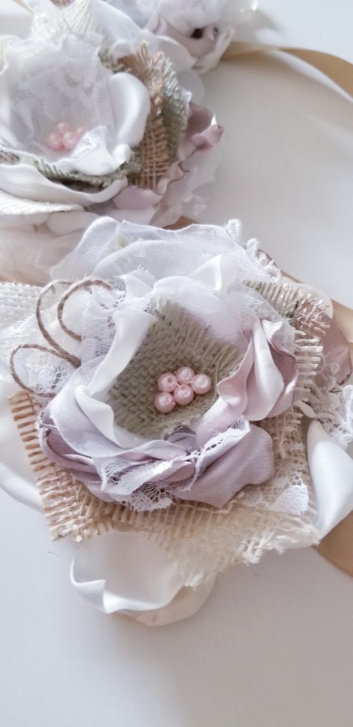 Rustic Corsages Burlap Bridesmaids Corsages in Champagne and | Etsy