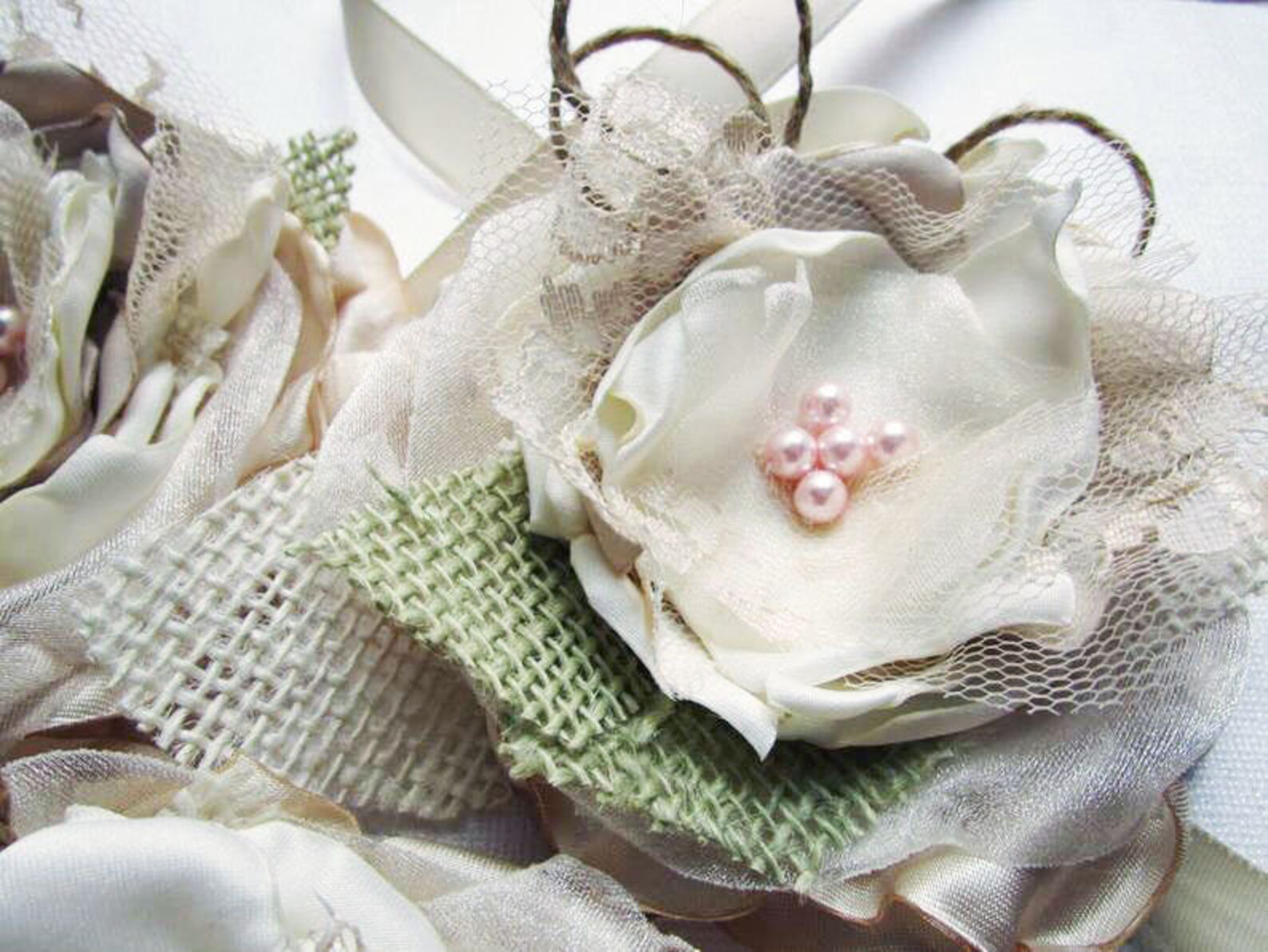 Rustic Corsages Burlap Bridesmaids Corsages in Champagne and | Etsy